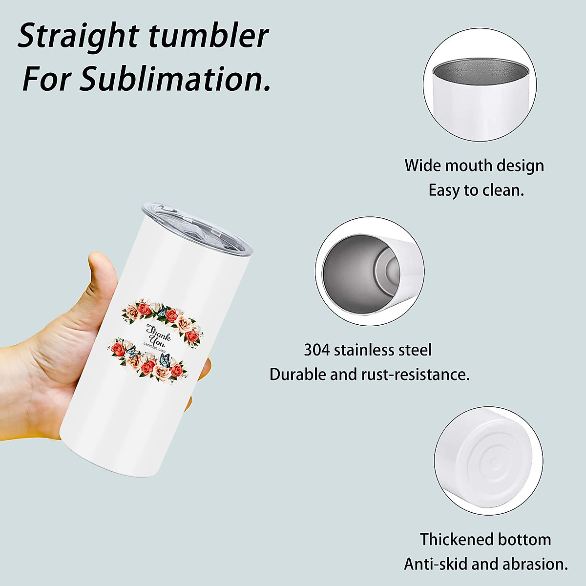 Wzaytia 15 Oz Sublimation Tumblers Blank (8 Pack), Skinny Straight Kids Sublimation Tumblers Bulk, Individually Gift Boxed, White Tumblers Sublimation