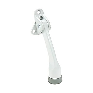 Coshar 5-Inch Kick Down Door Stop in White, Non-Slip Rubber Door Stopper Kickstand for Wood, Concrete, Tiled, and Carpeted Floors, Aluminum Alloy (4 Pack)