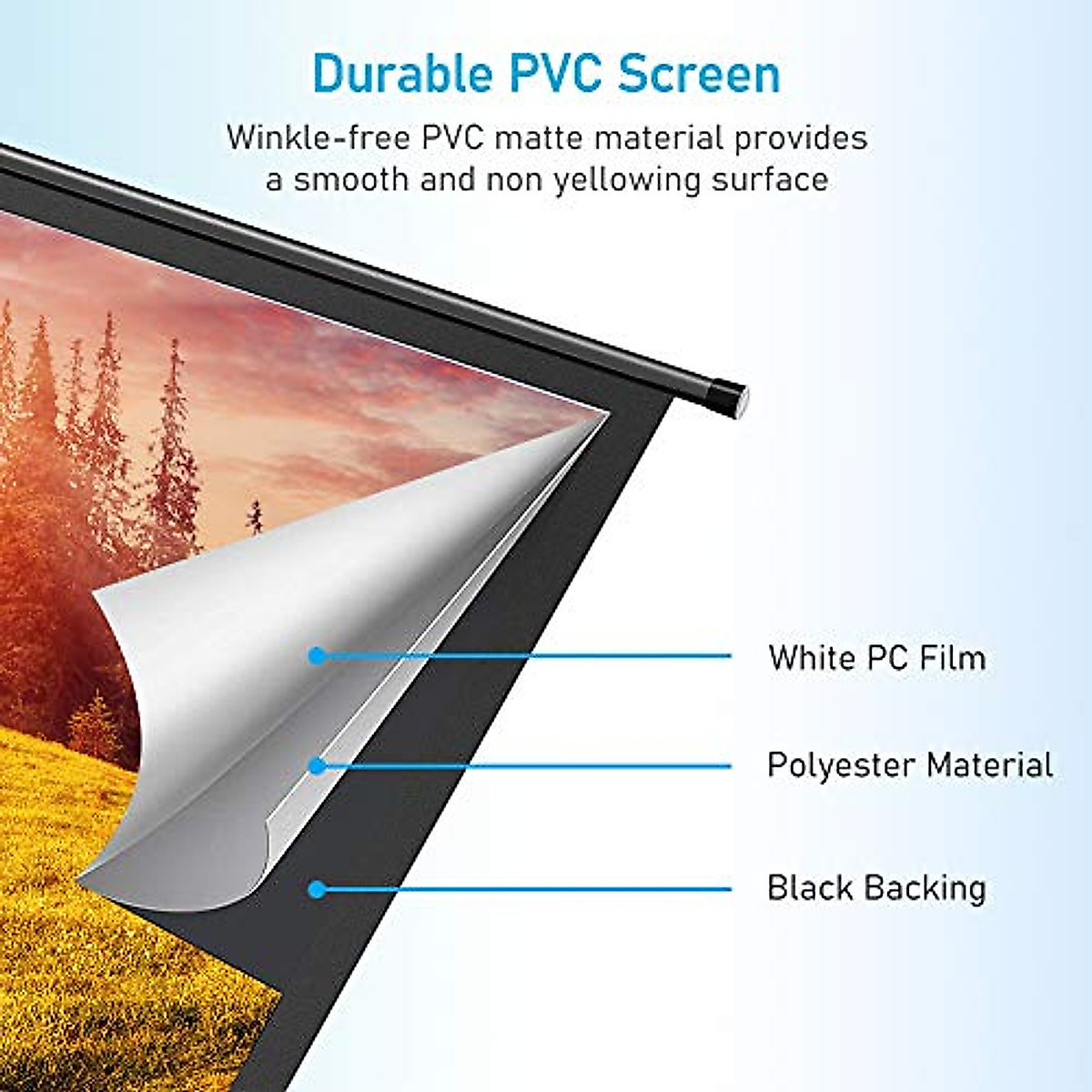 Motorized Projector Screen 100 inch 16:9 HD Diagonal Indoor and Outdoor Electric Move Screen with Remote Control for Family Home Office Theater, Black