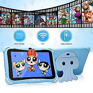 HQNWEIER 8 inch Kids Tablet, Quad Core Android 11, 2GB+32GB, WiFi, Bluetooth, Dual Camera, Educationl, Games,Parental Control, Kids Software Pre-Installed (Pink)