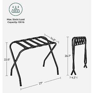 TRAVEL4D 2 Pack Luggage Racks Black Suitcase Stand for Bedroom 2 Foldable Suitcase Holders Heavy Duty Luggage Rack for Guest Room