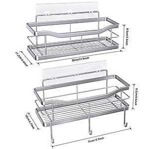 Silver Shower Caddy Rustproof Bathroom Shampoo Holder For Shower Wall Self Adhesive Shower Shelf For Inside Shower Organizer Suction