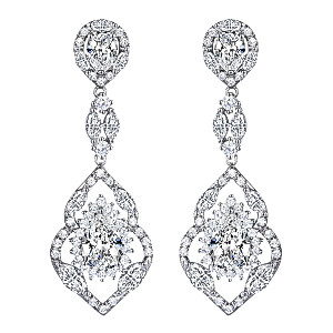 SELOVO Cubic Zirconia Bridal Teardrop Dangle Earrings Silver Tone Vintage Earrings with Clear