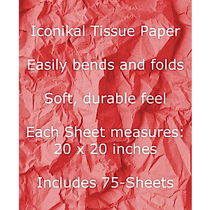 Iconikal Tissue Paper Assortment, 20 x 20-inches, 25 of Each: Red, Green, and White, 75-Sheets
