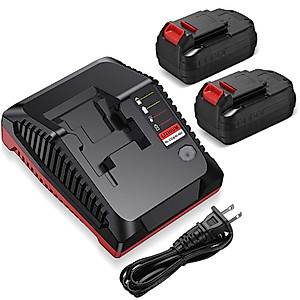 18V Replacement Charger Compatible with PCXMVC PCMVC for Porter Cable Cordless Power Tool Li-ion NiCd NiMh Battery, Upgraded 2 Pack 18V 3.7Ah Replacem