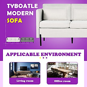 TYBOATLE Upholstered Modern Loveseat Sofa Couch with 2 Rectangular Pillows and Metal Legs, 55" W Fabric Comfy Couches for Living Room, Bedroom, Small Space, Apartment, Office (Cream Beige)