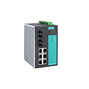 MOXA EDS-508A-MM-ST Managed Ethernet Switch with 6 10/100 BaseTx Ports, 2 Multi Mode 100 BaseFx Ports with VLAN, IGMP Snooping, Port trunking, RMON and QoS, ST Model