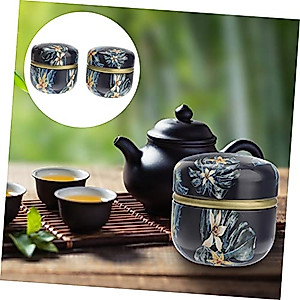 HEMOTON Tea Storage 2pcs tea pot wrought iron tea canister metal tin can Tea Bag Holder