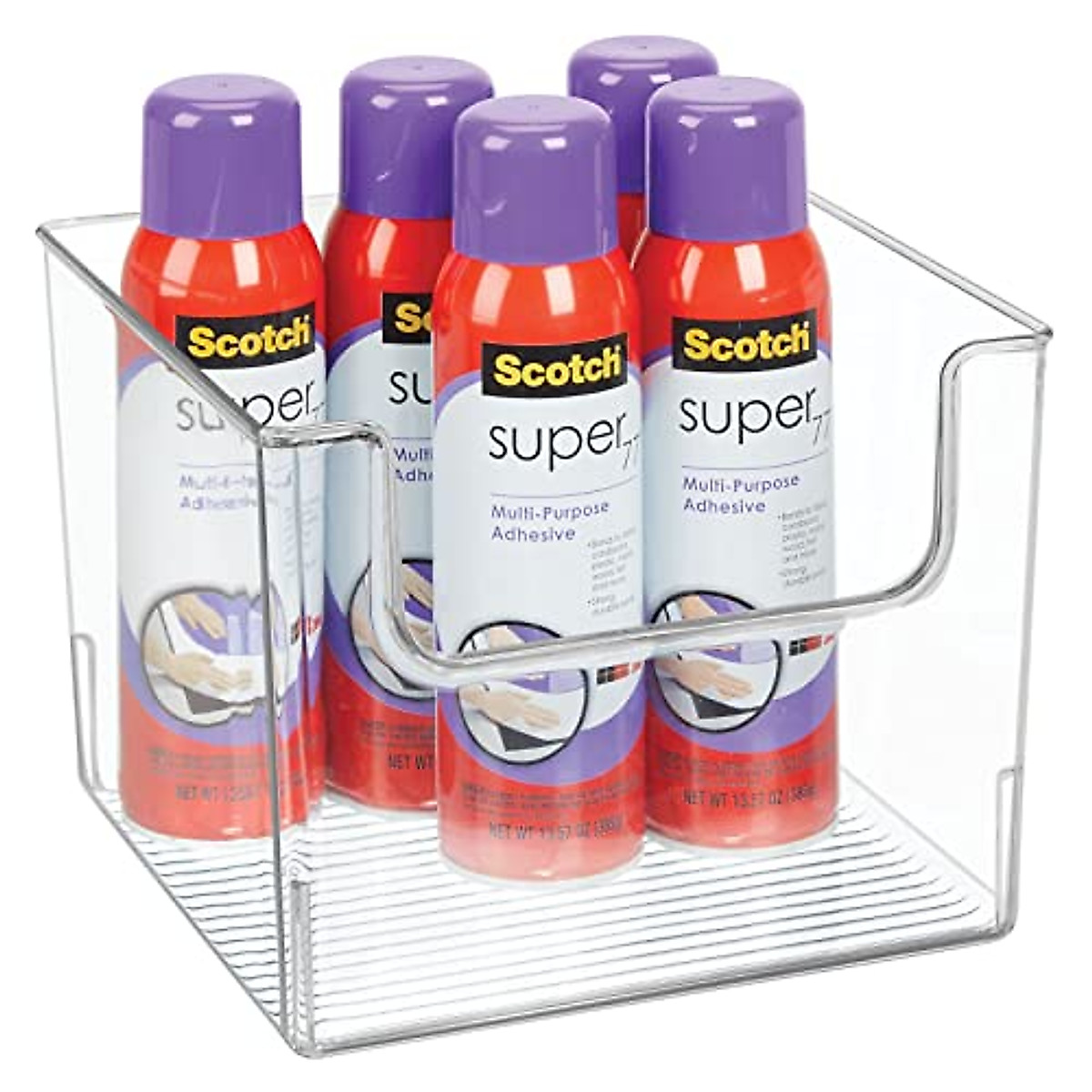 mDesign Modern Plastic Open Front Dip Storage Organizer Bin Basket for Home Office Organization - Shelf, Cubby, Cabinet, Cupboard, and Closet Organizing Decor - Ligne Collection - 4 Pack - Clear