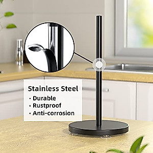 Paper Towel Holder Countertop with Suction Cups Base for One-Handed Operation, Free-Standing Paper Towel Roll Dispenser, Paper Towel Stand Suitable for Kitchen, Bathroom, Pantry, RV