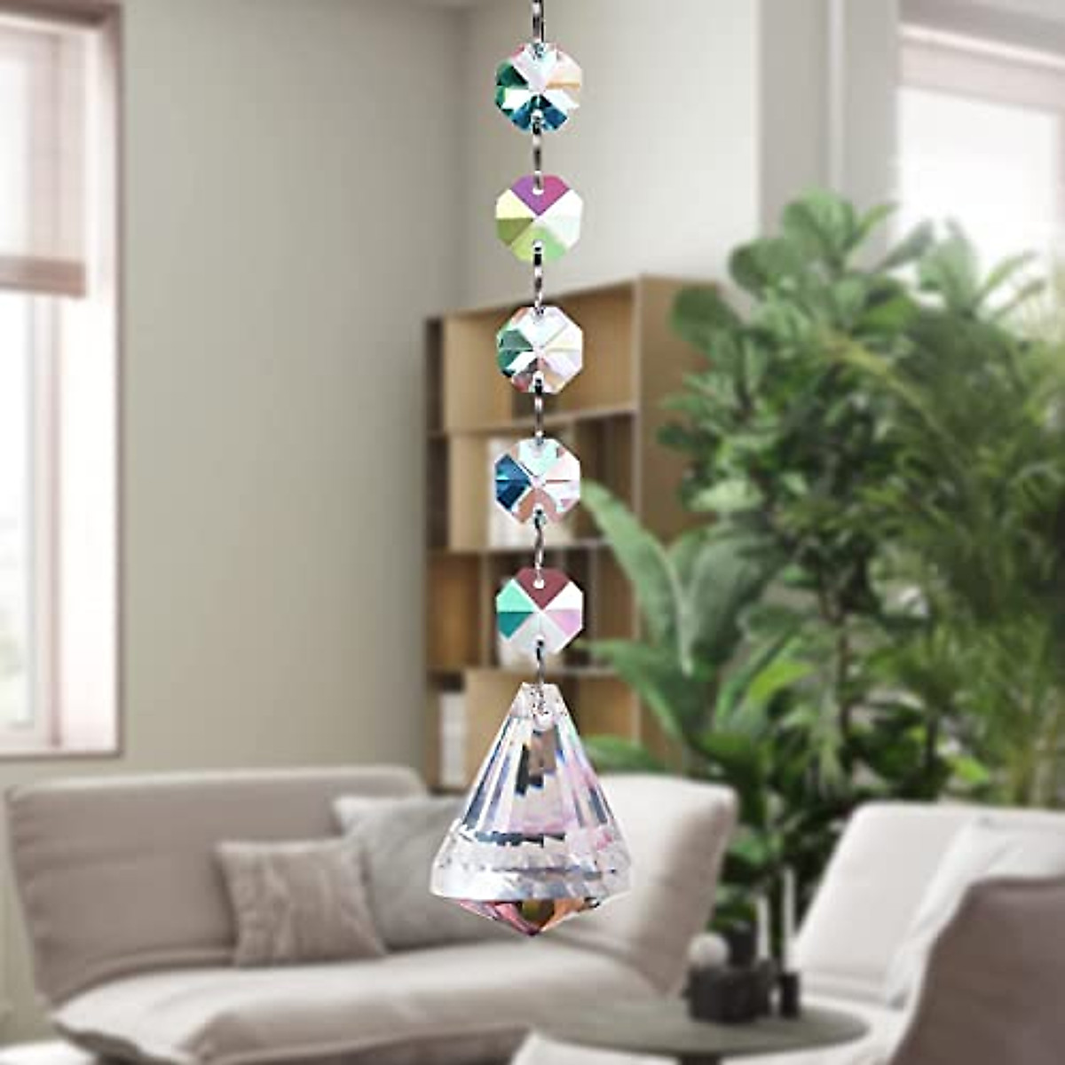 Sun Catchers with Crystals, 8 Pcs Hanging Crystals Suncatchers for Windows, Sun Catchers Indoor Window Prism Suncatcher Chandelier Ornament Home Garden Christmas Decoration