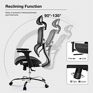 JHK High Back Office Chair Adjustable Height for Executive, Computer Gaming, Conference Room, 28.1D x 26.5W x 48.03H Inch, Black