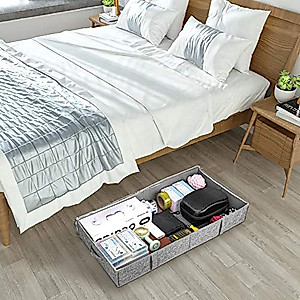 BALEINE 2 Pack Underbed Storage Bags with Zippers, Clear Top and Reinforced Handles to Organize Clothes, Comforters, Shoes and Gift Wrapping Paper, Soft Sidewall