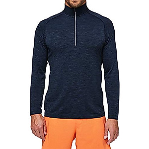 Lululemon Mens Metal Vent Tech 1/2 Zip Long Sleeve Shirt (Mineral Blue/Nautical Navy, L)