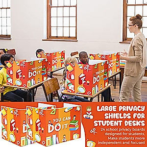 24 Pcs Privacy Boards for Student Desks Bright Colored Classroom Desk Divider Trifold Table Desk Privacy Panel Privacy Folders Screen Partition for School Teacher Student Study Test Home (Pen)