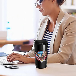 Usa Flag Ea-gle Golf Travel Coffee Mug Reusable Coffee Cup Tumbler with Lid for Outdoor 250ml