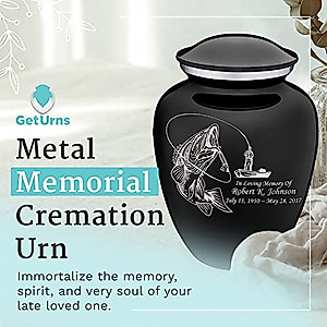 GetUrns - Embrace Fisherman Urns for Human Ashes, Cremation Urns for Adult Ashes Men & Women, Cremation Urn for Home, Vault, or Niche, 200 cu. in, Custom Single Engraving, Black