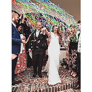 20 Pack Streamers Popper Hand Throw Confetti Streamers No Mess Paper Cracker for Birthday Wedding Graduation Party Favors Shows (Gold, Rose Red)