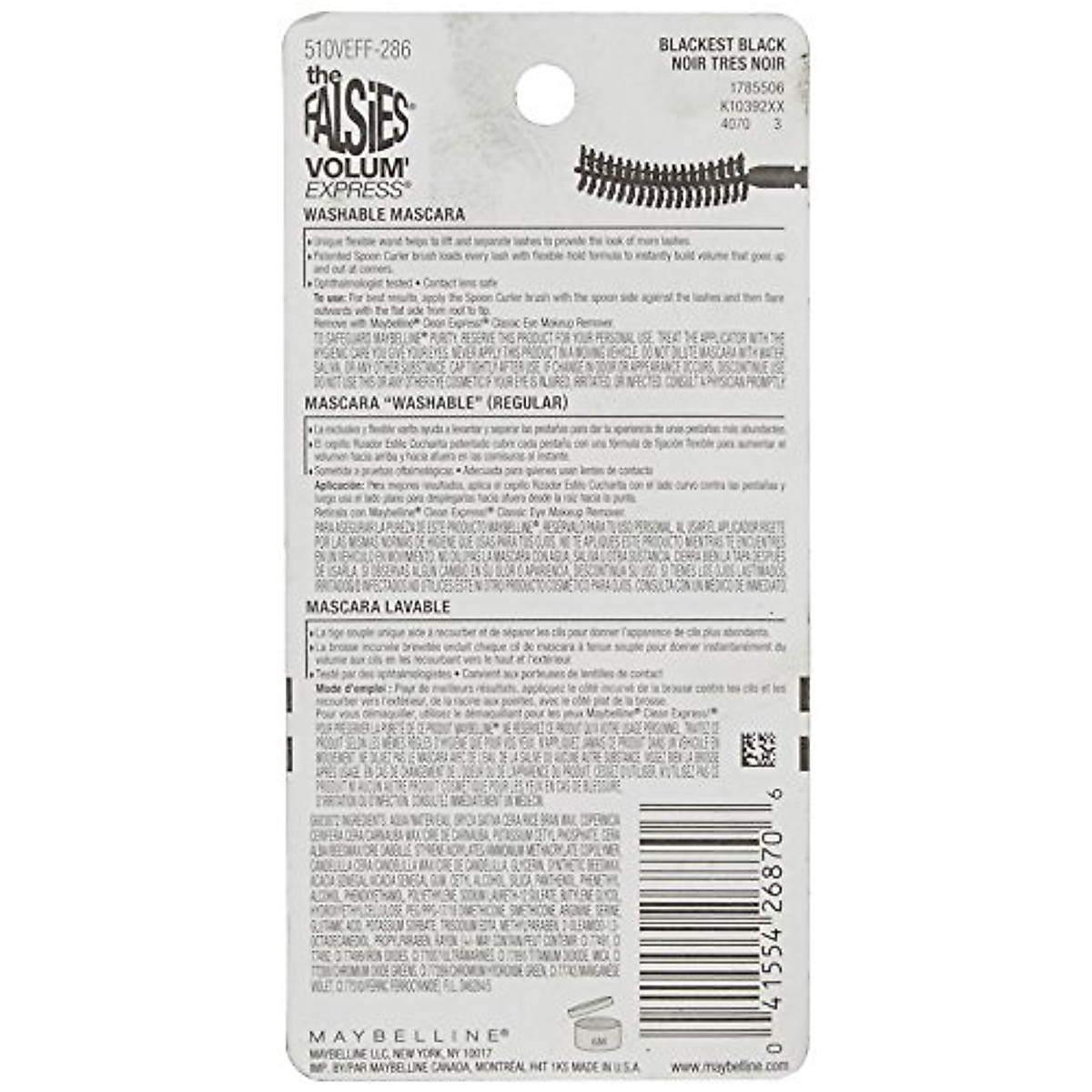 Maybelline New York Makeup Volum' Express The Falsies Flared Washable Mascara, Blackest Black, 0.31 Fl Oz (Pack of 1)