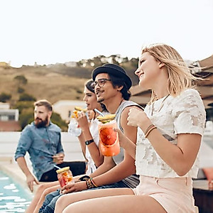 MUAZIDA Can Shaped Glass Cups with Lids and Straws, Iced coffee tumbler, Glass Cup with Bamboo Lid and Straw, Set 4pcs 16 oz Beer Glasses, Gift 2 Cleaning Brushes, Straw Case