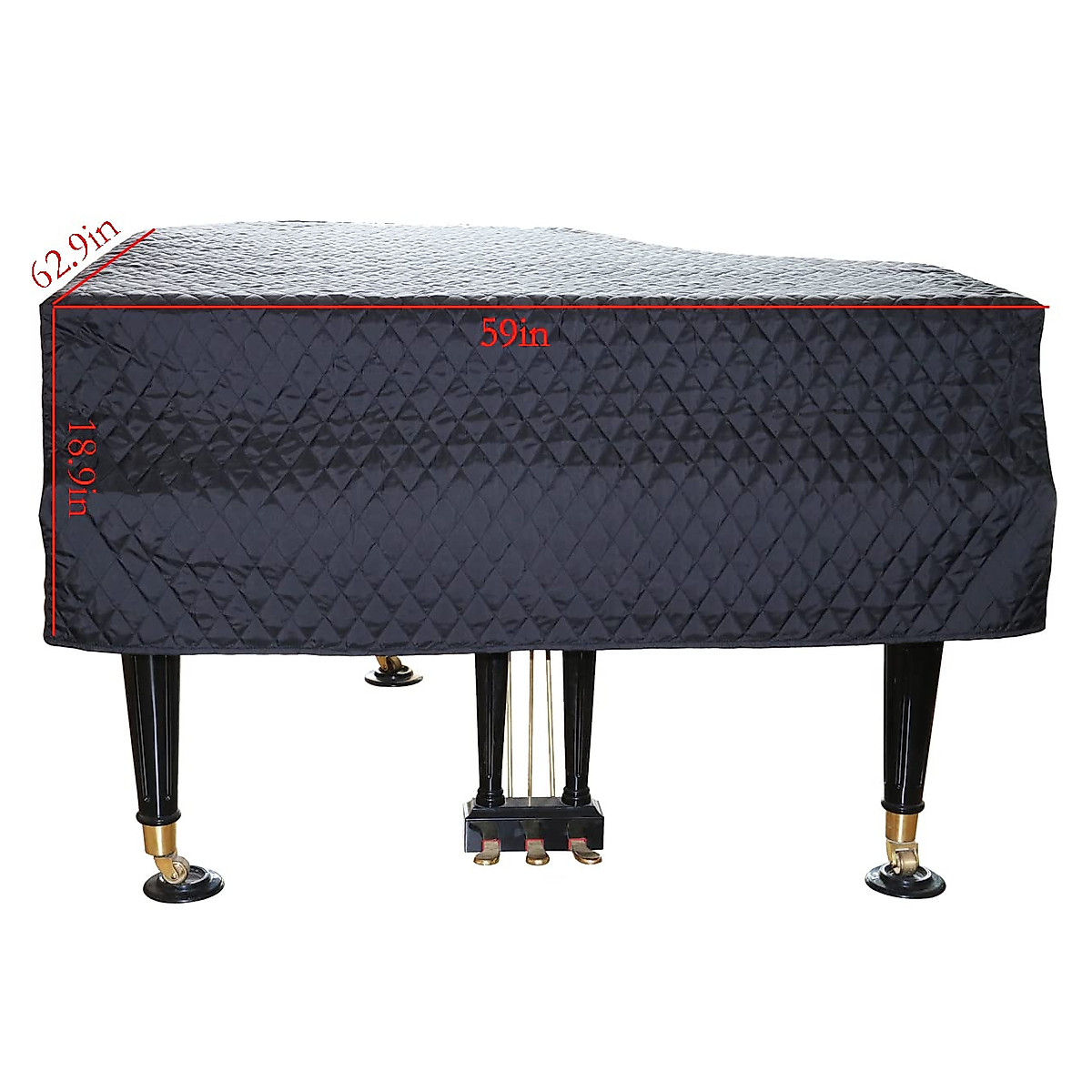 ESYUEL Grand Piano Full Cover Waterproof Moisture-Proof and Dustproof Grand Piano Protective Cover (160cm/62.9in, Black)