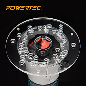 POWERTEC Trim Router Table & Router Base Plate w/Predrilled Holes, Adjustable Fence for Wood Router Fits Trim Router, Bosch, Porter Cable, Ryobi, DeWalt, Makita (71392)