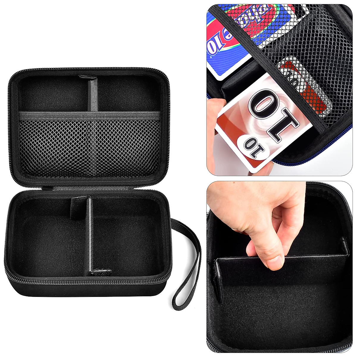 Cards Holder Case Compatible with PM TCG Cards/for SKYJO/for Five Crowns/for UNO/for Phase 10 Playing Cards, Card Game Storage Organizer Holds Up to 400 Cards - Black (Box Only)