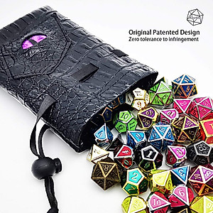 Haxtec Dragon Dice Bag Small Drawstring Leather DND Dice Pouch Storage Bag for D&D Dungeons and Dragons Gift, Coins and Accessories (Purple Eye) Patent Number D893867