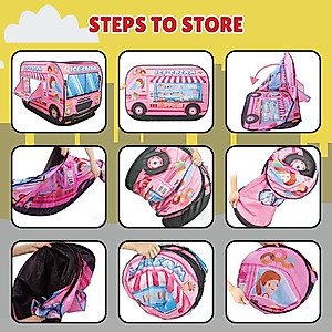 Pop Up Play Tent for Kids - My First Foldable Indoor & Outdoor Playhouse Vehicle Toys for Toddlers, Boys and Girls (Ice Cream Truck)