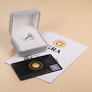 Ladylike Engagement Rings for Women 18K Plated Sterling Silver 1.5CT 7.5mm Six Prongs Round Cut Solitaire Moissanite Diamond Promise Rings D Color VVS1 Clarity Wedding Engagement And Anniversary,