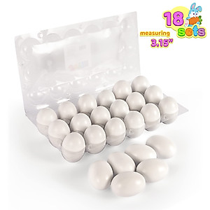 JOYIN 18 Pcs 3.15" Easter Wooden Eggs, Unpainted White Wooden Fake Eggs for Kids Easter DIY Paint Your Own Egg Decor, Easter Eggs Hunt, Easter Craft, Easter Basket Stuffers, Egg Toy Food