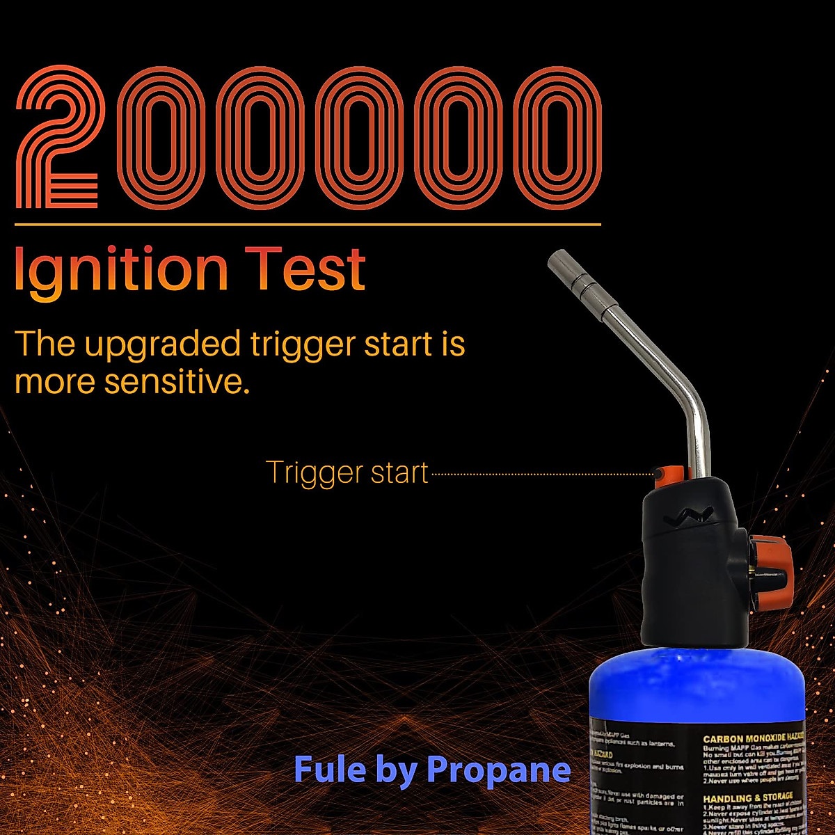 Propane Torch Head, Trigger Start Propane Gas Torch Kit with Self Ignition & Adjustable Knob, Pencil Flame Welding Torch Fuel by Propane Gas（CSA Certified)