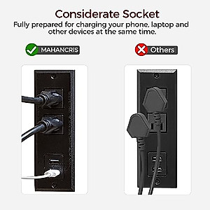 MAHANCRIS End Table with Charging Station, Square Side Table with Outlets and USB Ports, Square Modern Night Stand with 2-Tier Storage Shelf, Sofa Coffee Table, Fridge Stand, for Living Room ETHR54E01
