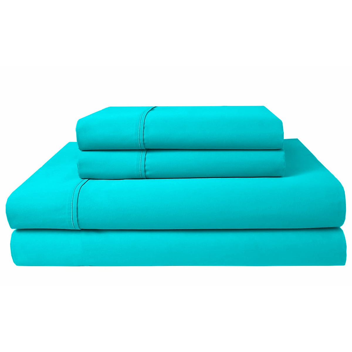400 Thread Count Pure 100% Egyptian Cotton Sheet Set, Full Size Bedsheet, 15 Inch Deep Pockets of Fitted Sheet - 4 Piece Soft Breathable Sateen Weave Hotel Bedding 400-TC - Turquoise Blue Solid
