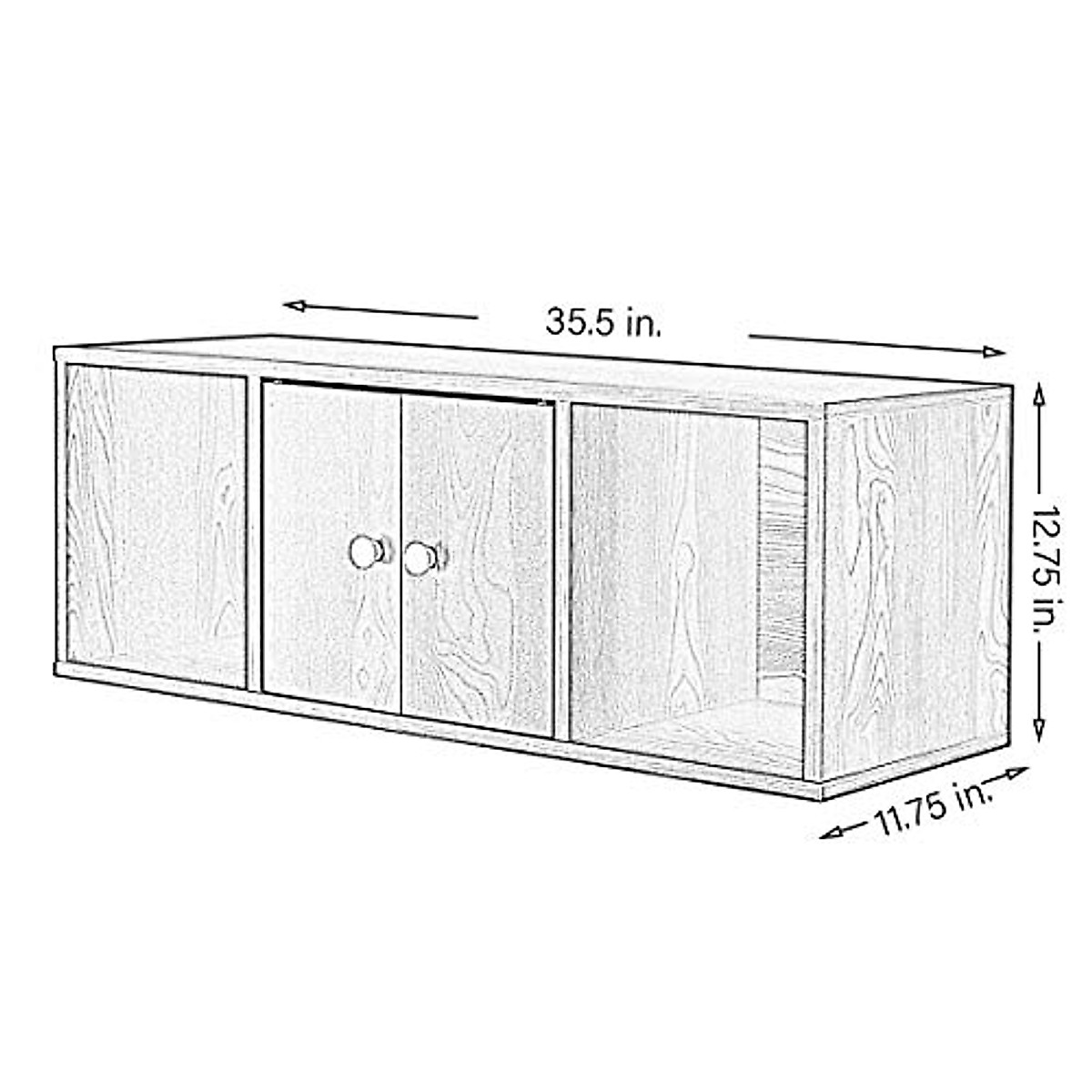 Basicwise Wall Mounted Computer Cabinet Floating Hutch, Brown