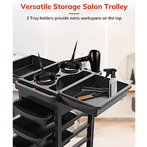 TASALON Budget Hair Styling Salon Trolley Cart with Wheels and 5 Drawers, Salon Rolling Cart for Extra Hairdresser Storage, Tool Free Rolling Salon Cart for Hair Stylist, Hairdresser, Beauty, Tattoo