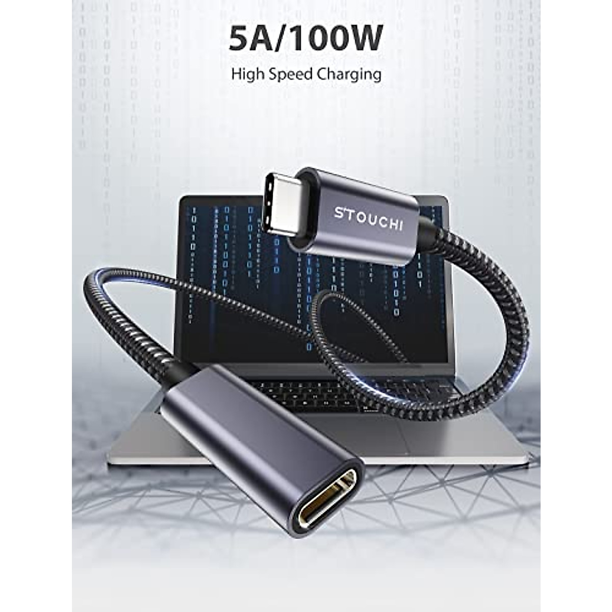 Stouchi USB C Extension Cable 10FT/3M, USB C Extension Cable Type C 3.1 Male to Female Fast Charging & Audio Data Transfer for Galaxy S23, iPad Mini/pro, MacBook Air M2/ M1 Mac Mini/pro, Mag- Safe