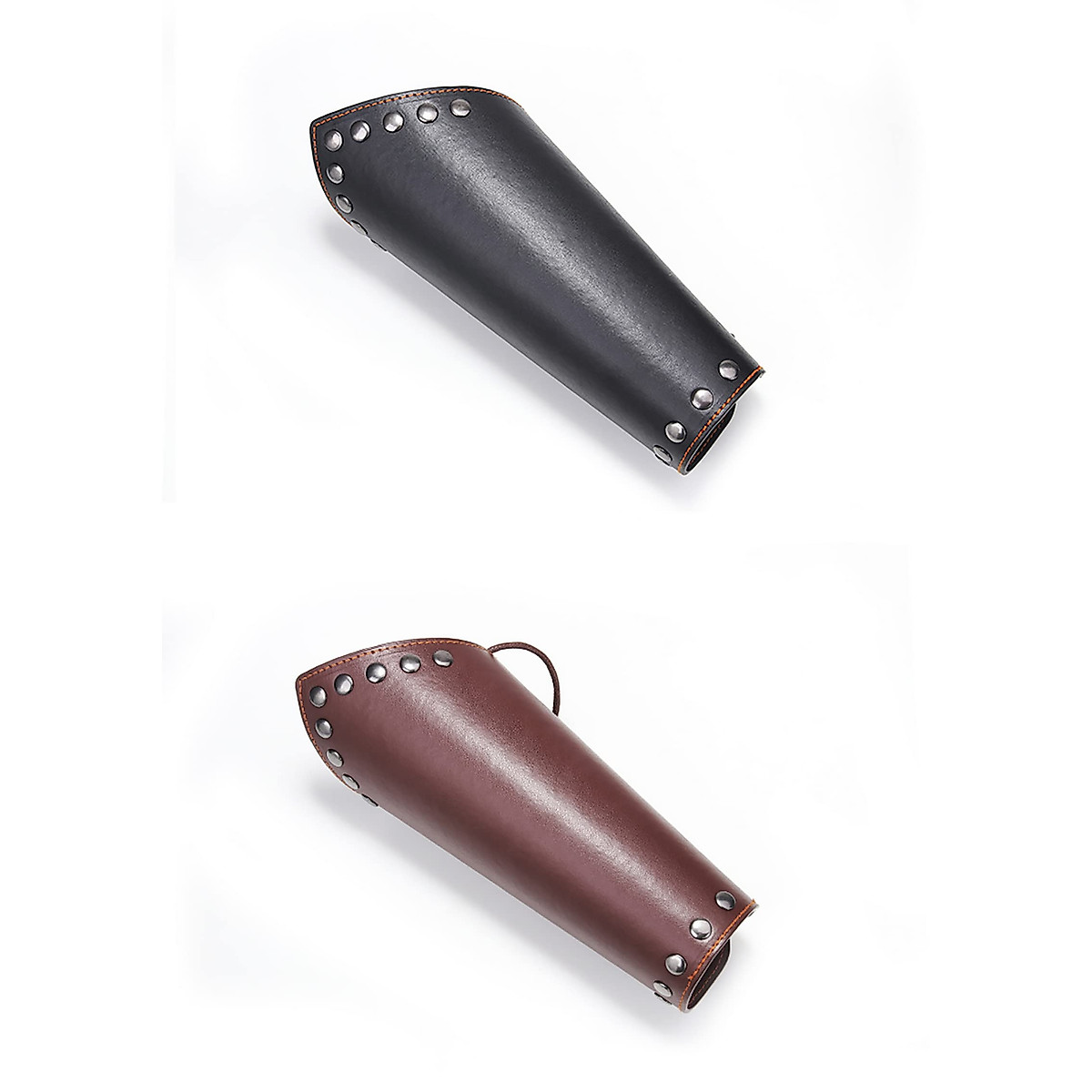 Thajaling 2 Pieces Faux Leather Arm Guards, Viking Gauntlet Wristband, Medieval Archery Bracers, Vintage Cowhide Cuff Wristband, Personalized Bracers for Men (Brown)