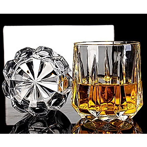 RIS LAN Old Fashioned Glasses Set of 6-12 Oz Crystal Glass Whisky Glasses, Luxury Whiskey Glasses for Drinking Bourbon, Scotch Whisky, Cocktails, Cognac, Unique Gifts for Men