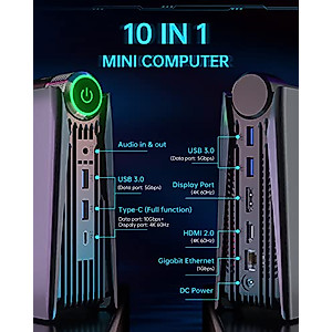 [Gaming PC] Ryzen Mini PC, AMD Ryzen 5 5600U(up to 4.2Ghz) 16GB DDR4 512GB M.2 SSD RGB Lights Windows 11 Pro Mini Computer 4K HDMI DP Type-C Small PC, Auto/Silent Eco/Performance 3 Adjustable Mode