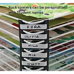 Copernicus Wide 20-Shelf Spring-Loaded Rolling Art Drying Rack for Classrooms and Art Studios, White/Black