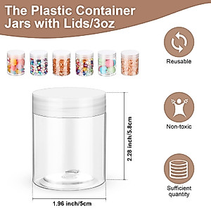 eBoot 150 Piece 3 Oz Plastic Container Jars with Lids Round Clear Cosmetic Empty Clear Plastic Jars for Lotion, Cream, Ointments, Makeup, Eye Shadow, Rhinestone, Samples, Pot, Travel Storage