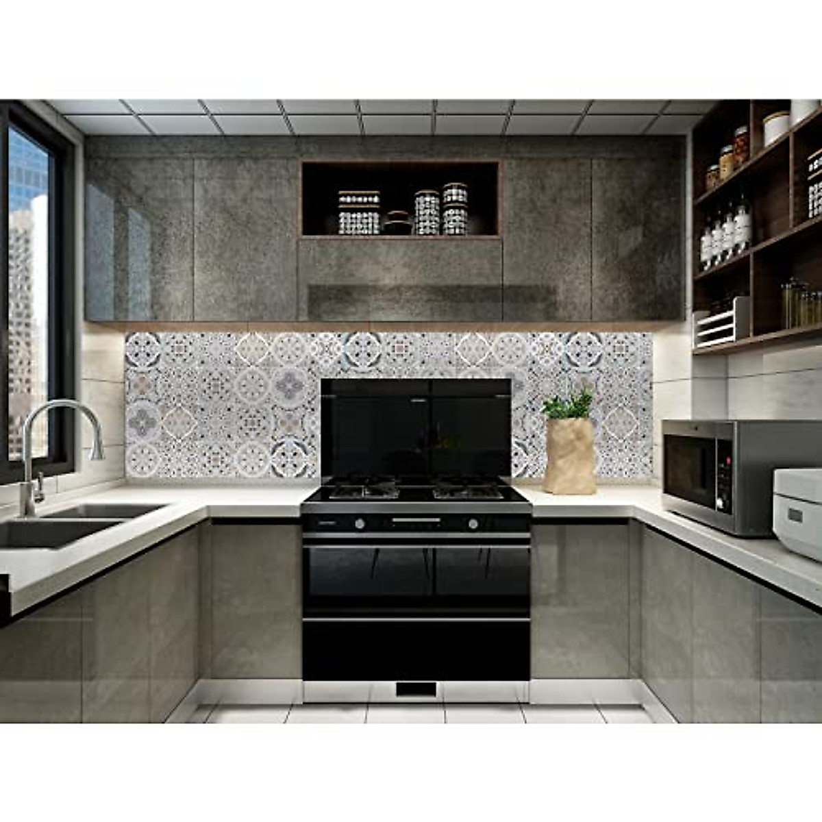 Peel and Stick Tile Stickers DIY for Home Decor- (Pack of 25) 4x4 Inch Easy to Peel and Stick Wall Tile Decals - Matte Finish Laminated for Kitchen Backsplash Wall Stairs Furniture Staircase