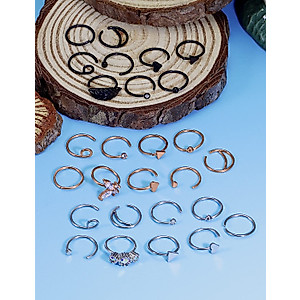 Vsnnsns 20G Nose Rings Hoop Nose Piercing Jewelry Stainless Surgical Steel Daith Rook Cartilage Helix Earrings Hoop Ear Nose Septum Rings Body Piercing Jewelry for Women Men 8mm 27 PCS