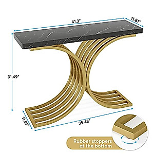 LITTLE TREE 41 inches Gold Entryway Console Table with Led Light, Sofa Table Accent Table for Entrance, Hallway, Living Room