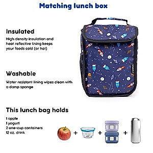 J World Lollipop Kids Rolling Backpack & Lunch Bag Set for Elementary School. Carry-On Suitcase with Wheels, Spaceship