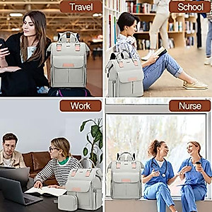 BAGSWAN Women Computer Backpack Nurse Bags: 15.6 Inch laptop Travel Work Bag Professional Waterproof Teacher SchoolBag with USB Port for Business College Backpack Carry on Bookbag for Women Gift(GREY)