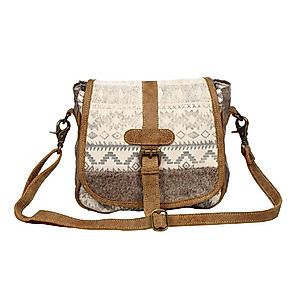 Myra Bag Patterns Flapover Upcycled Canvas and Cowhide, Brown, Size One Size, 7