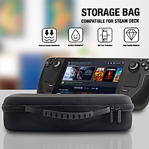 Stream Deck Carrying Case,Game Traveler Steam Deck Case, Protective Hard Portable Travel Carry Case Shell Pouch with Pockets for Accessories and Game Cases in a Recessed Space - Black