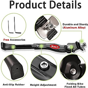 Cyfie Bike Kickstand for 16 18 20 Inch Kids Adjustable Center Mount Bicycle Kickstands Bike Stand for 16-20inch Wheel Mountain Bike/Road Bicycle/Adult Bike/Sports Bike, Aluminum Alloy